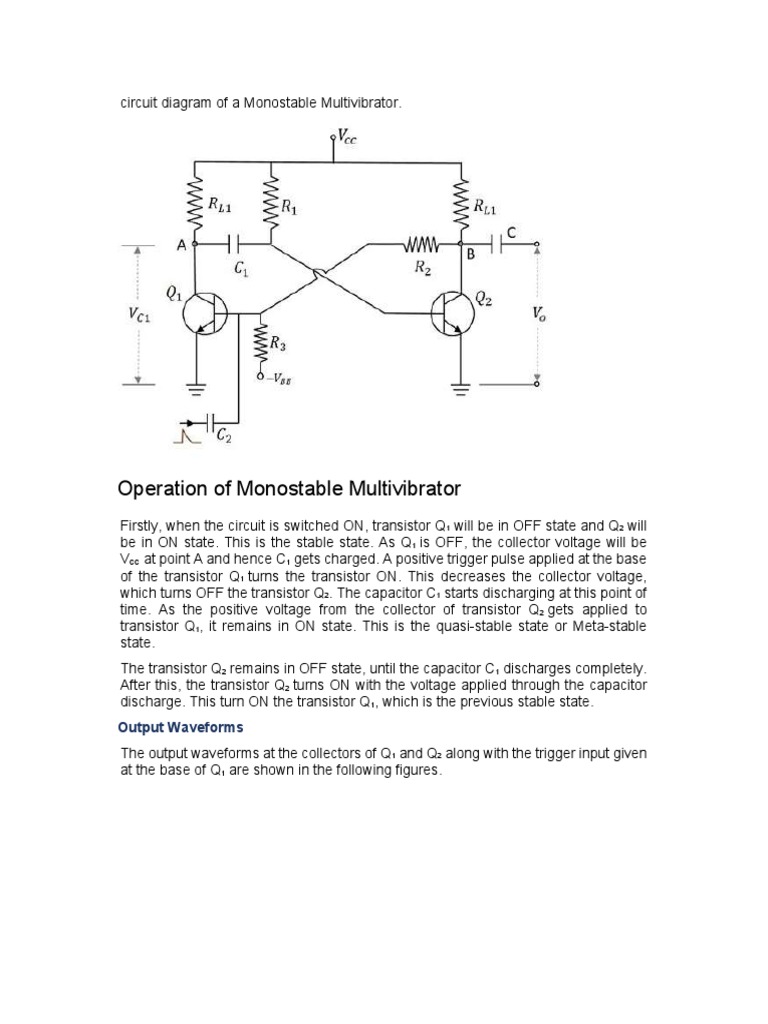 1.b Circuit Diagram of A Monostable Multivibrator. | PDF