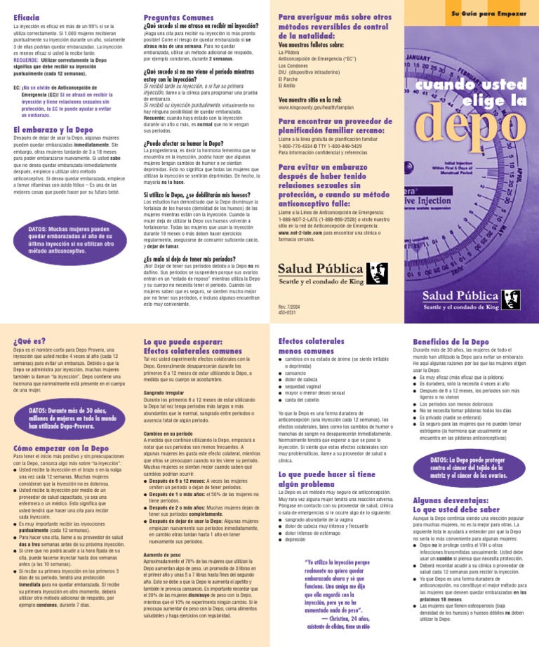 Brochure Depo Provera SP | PDF | Control de la natalidad | Cuidado de ...