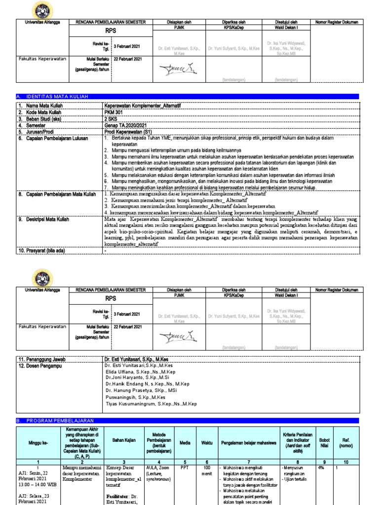 Rps Komplementer Aj 23-Revisi | PDF | Sains & Matematika