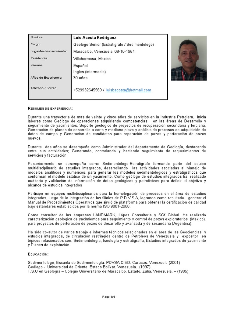 CV Luis Acosta 2020 | PDF | Venezuela | Iso 9000