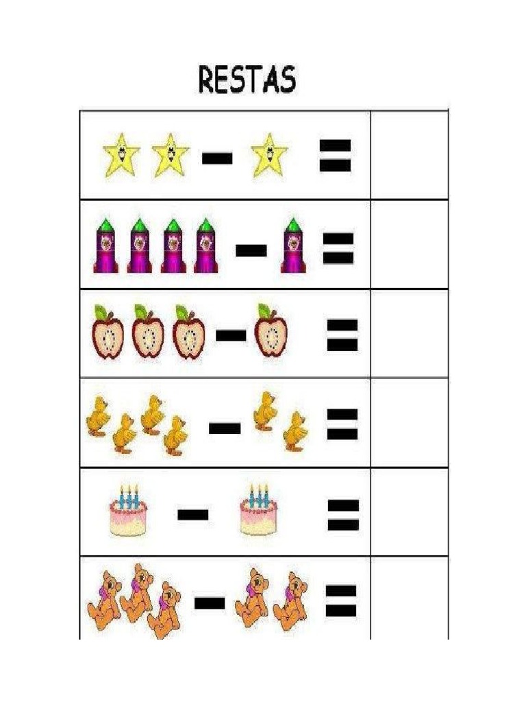 Restas Preescolar | PDF