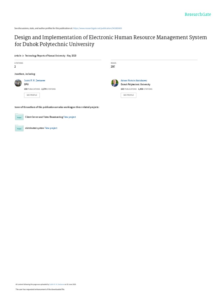 Design and Implementation of Electronic Human Resource Management ...