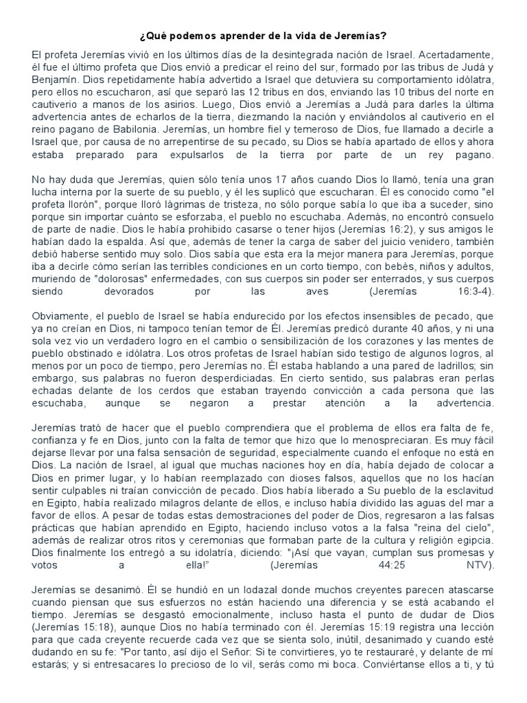 Qué Podemos Aprender de La Vida de Jeremías | PDF | Jeremías | Dios