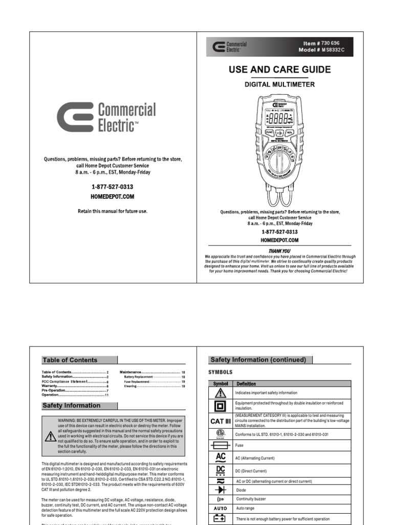 MS8332C Multimeter User Manual | PDF | Capacitor | Power Supply