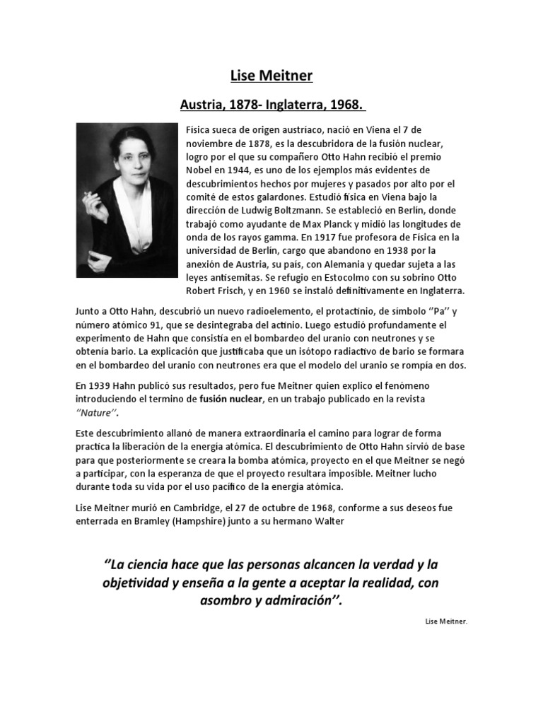 Lise Meitner | PDF | Física nuclear | Química