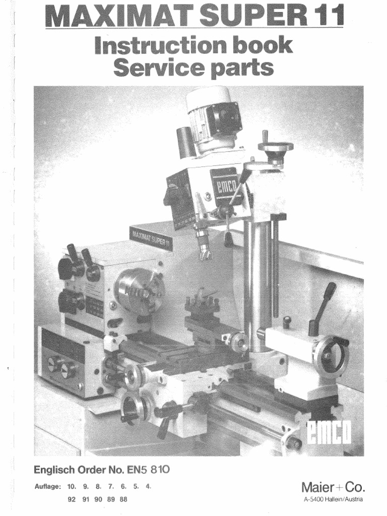 Emco Super 11 Manual | PDF