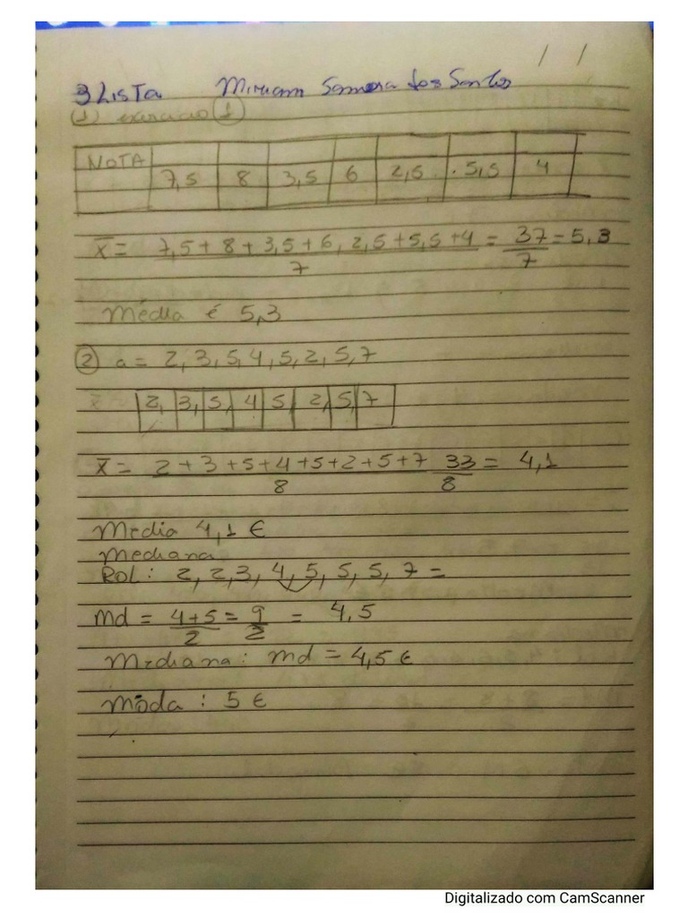 Lista 3 Estatistica Miriam Samora | PDF