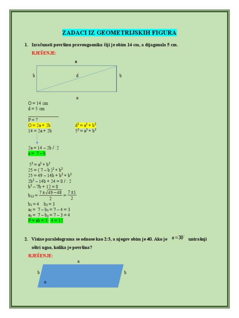 Zadaci - Geometrijske Figure | PDF