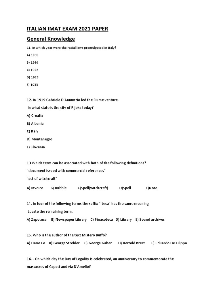 IMAT 2021 Exam Question Paper | PDF | Chemical Reactions | Buffer Solution