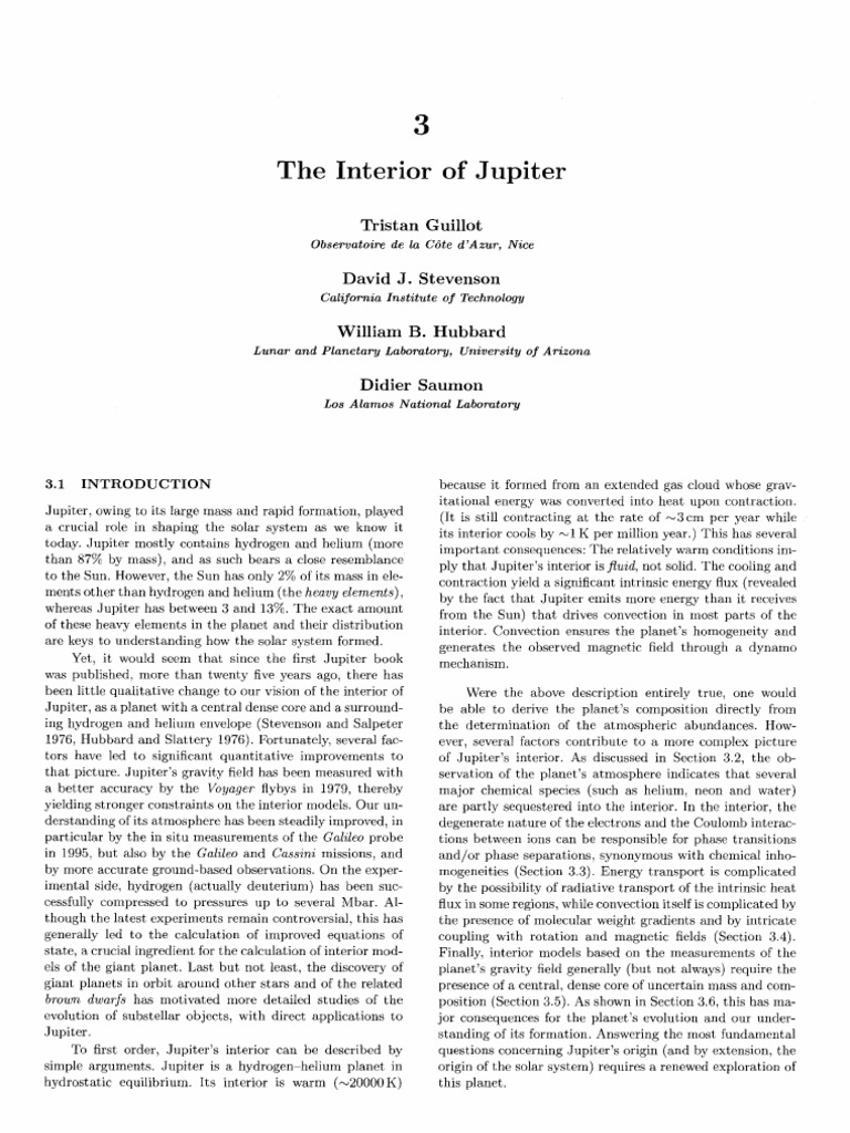 Jupiter's Interior Structure Analysis | PDF | Jupiter | Sun