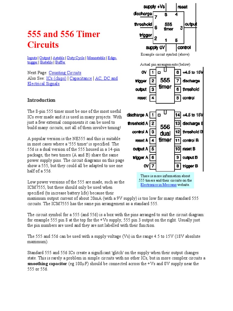 555 and 556 Timer Circuits | PDF | Capacitor | Relay