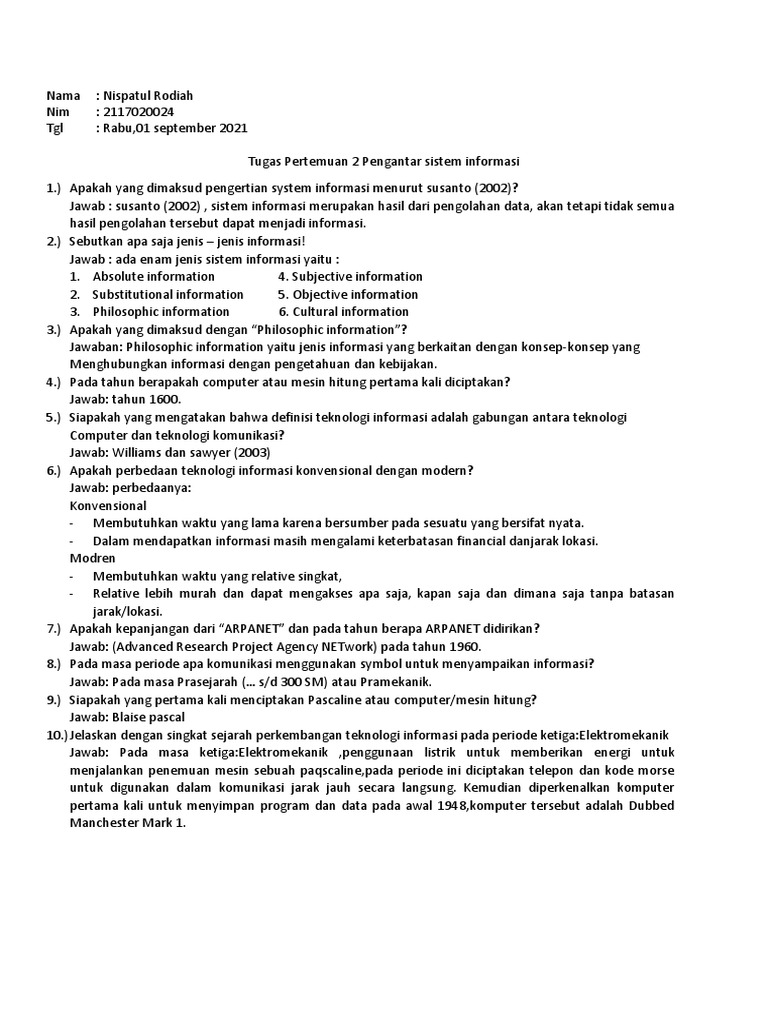 Nispatul Rodiah - Tugas Pertemuan2 PSI Kls B | PDF | Komputer