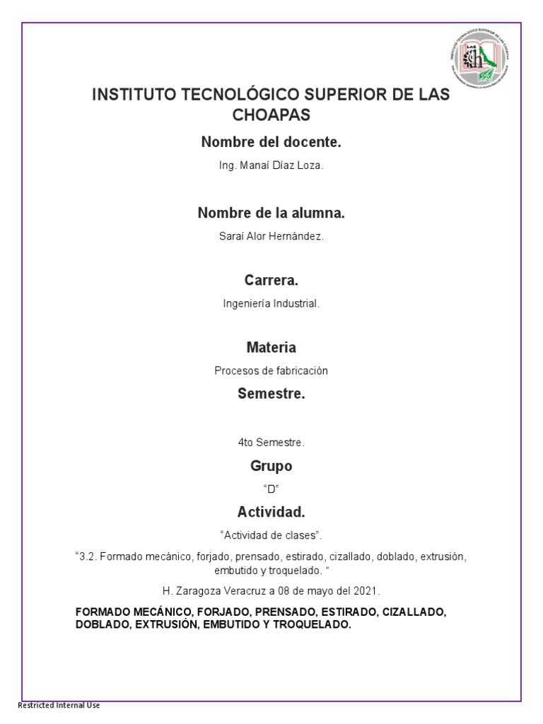 Procesos de Formado Mecánico en Metal | PDF | Extrusión | Forjar