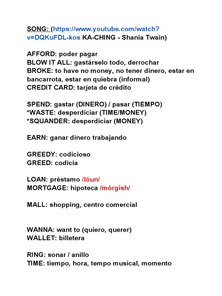 KA-CHING Song | PDF