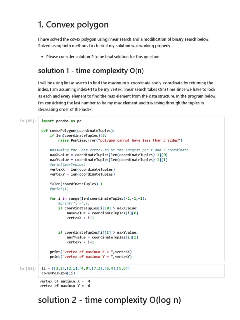 Convex Polygon: Solution 1 - Time Complexity O (N) | PDF | Vertex (Geometry) | Algorithms And ...