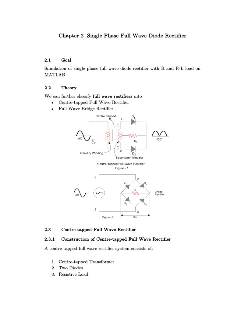 Single Phase Full Wave Rectifier Overview | PDF | Rectifier | Capacitor