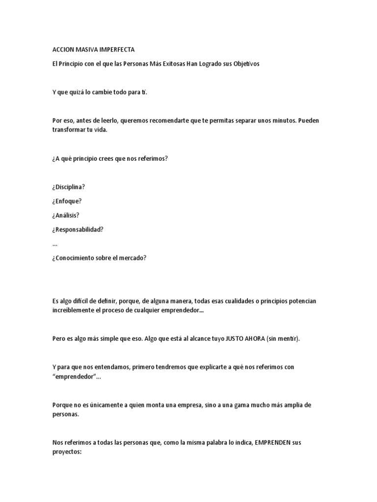 Accion Masiva Imperfecta | PDF | Iniciativa empresarial
