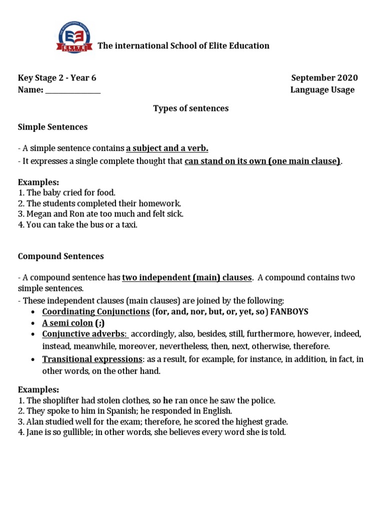 Types of Sentences Explained | PDF | Sentence (Linguistics) | Syntax