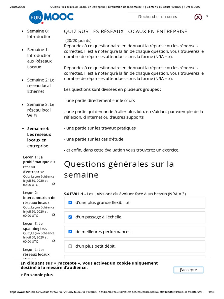 Quiz 2 FUNMOOC | PDF | Transmission des données | Architecture de réseau