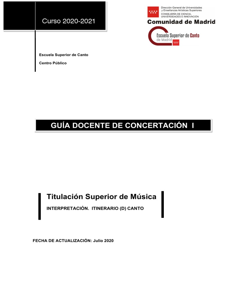 Guia Docente - Concertacion-I-20 - 21 - ESCM | PDF | Prueba (evaluación ...