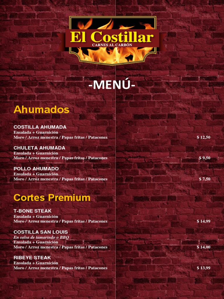 Menú Nuevo El Costillar | PDF | Carne | Cocina latinoamericana