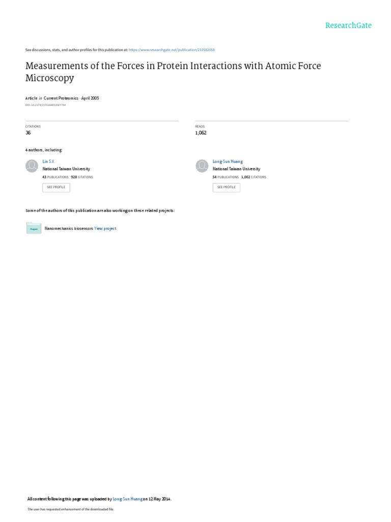 Measurements of The Forces in Protein Interactions | PDF | Atomic Force ...