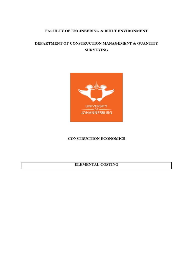 Elemental Cost Estimating Method | PDF | Cost | Measurement