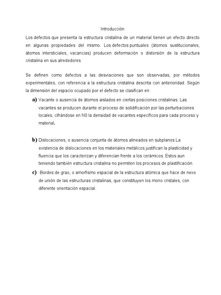 Defectos Estructurales en Materiales | PDF | Cristal | Estructura ...