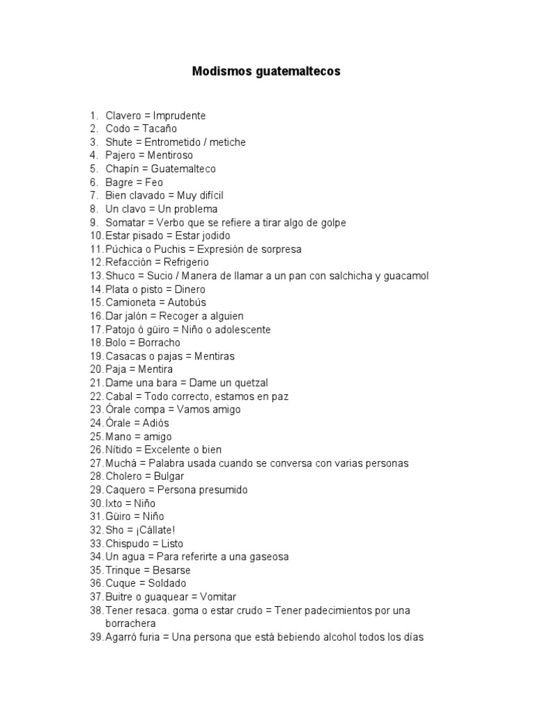 Modismos Guatemaltecos | PDF