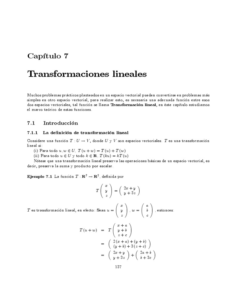 Transformaciones Lineales | PDF | Mapa lineal | Espacio vectorial