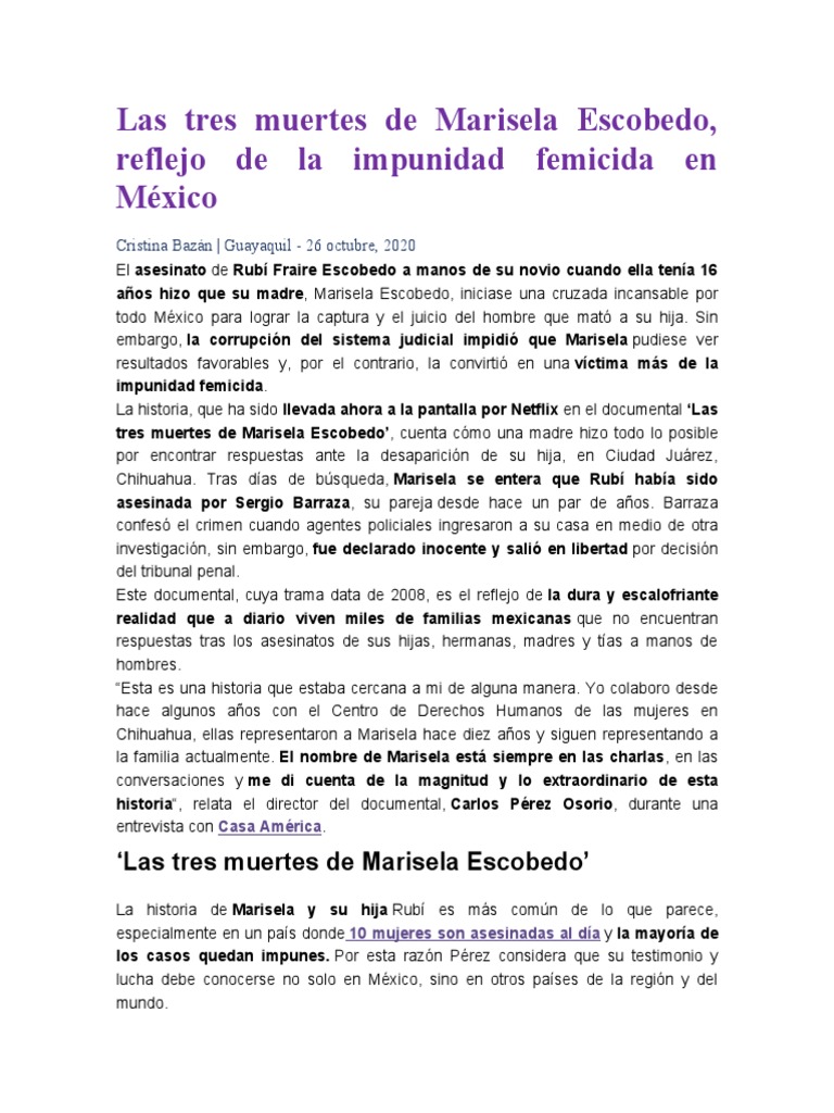 Tres muertes de Marisela Escobedo | PDF