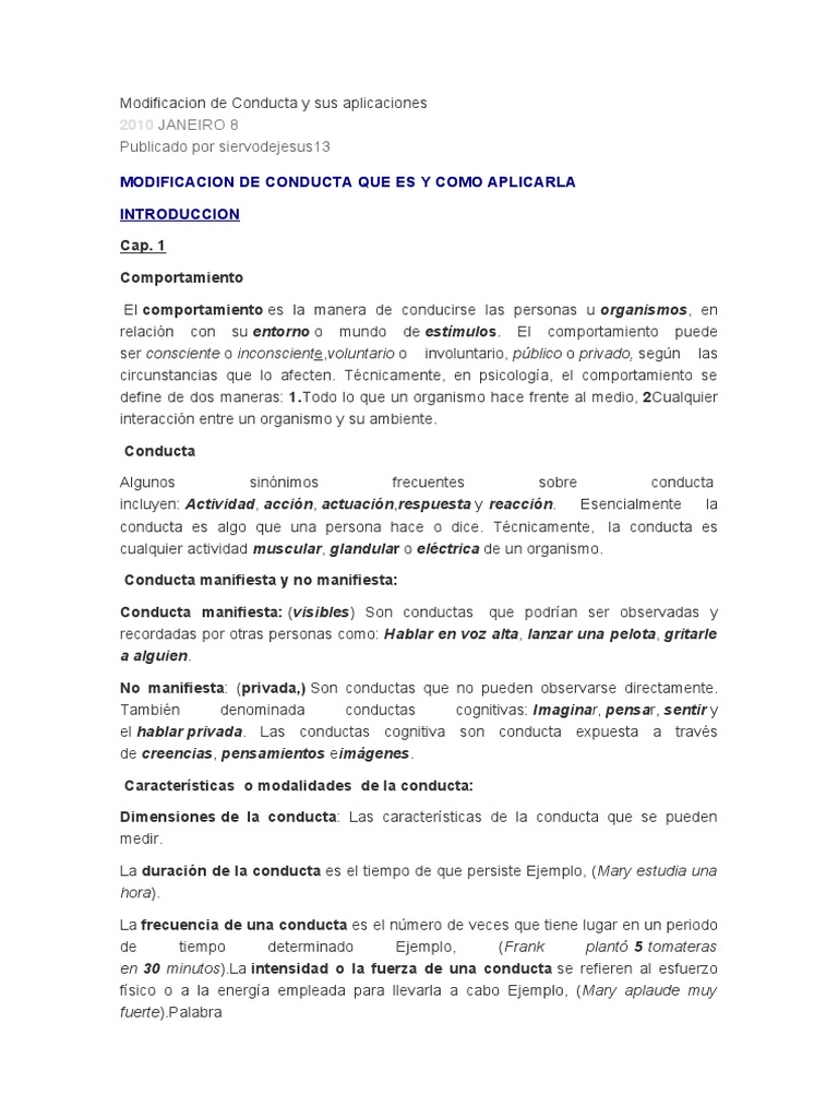 Modificación De Conducta Guía Práctica Pdf Comportamiento