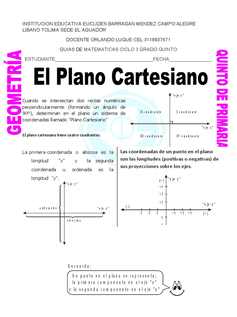 El Plano Cartesiano para Quinto de Primaria | PDF | Sistema de ...