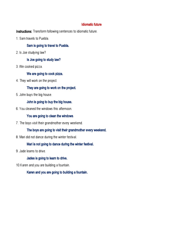 Exercise - Idiomatic Future | PDF