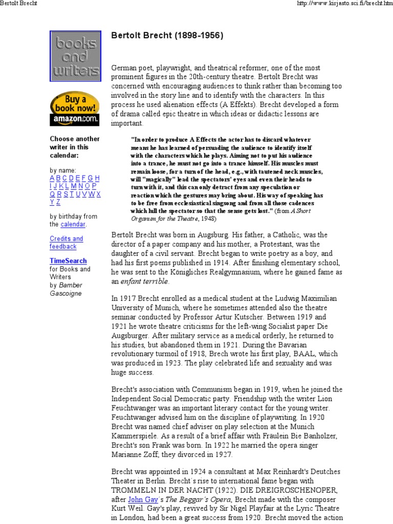 Brecht's Epic Theatre Insights | PDF | Art | Classics