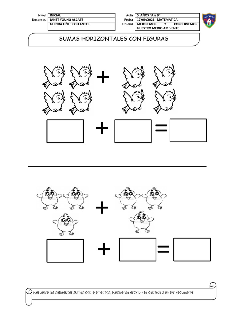 Sumas Horizontales Figuras Segunda Hojapdf | PDF