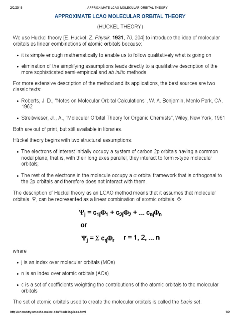 LCAO Molecular Orbital Theory Overview | PDF | Molecular Orbital | Electron