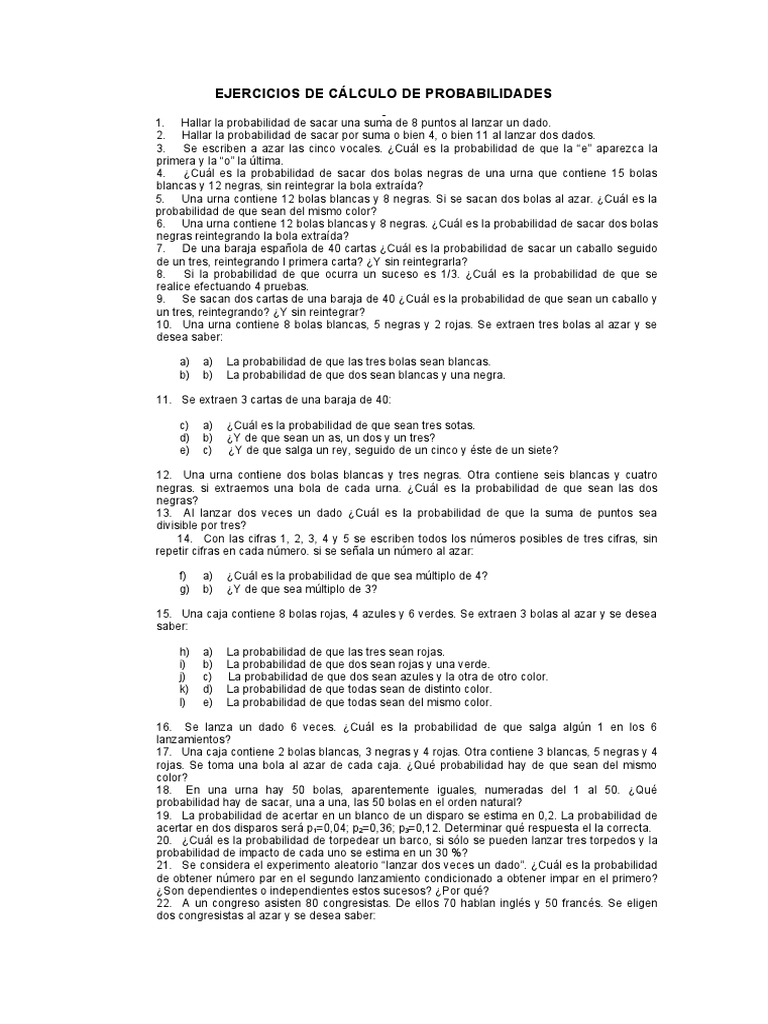 Ejercicio de Cálculo de Probabilidad 2 | PDF | Probabilidad