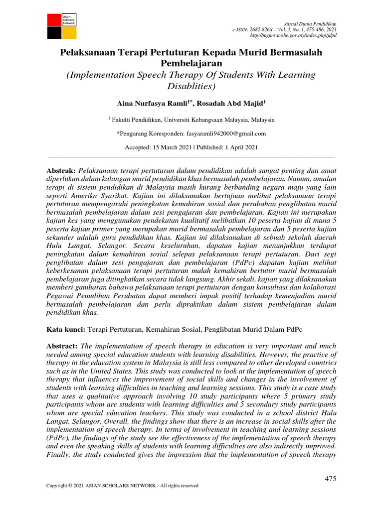 Perlaksanaan Terapi Masalah Pertuturan | PDF