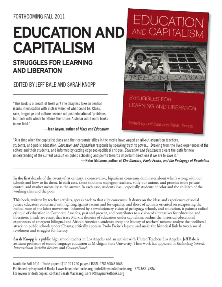 Education and Capitalism: Struggles For Learning and Liberation | PDF ...