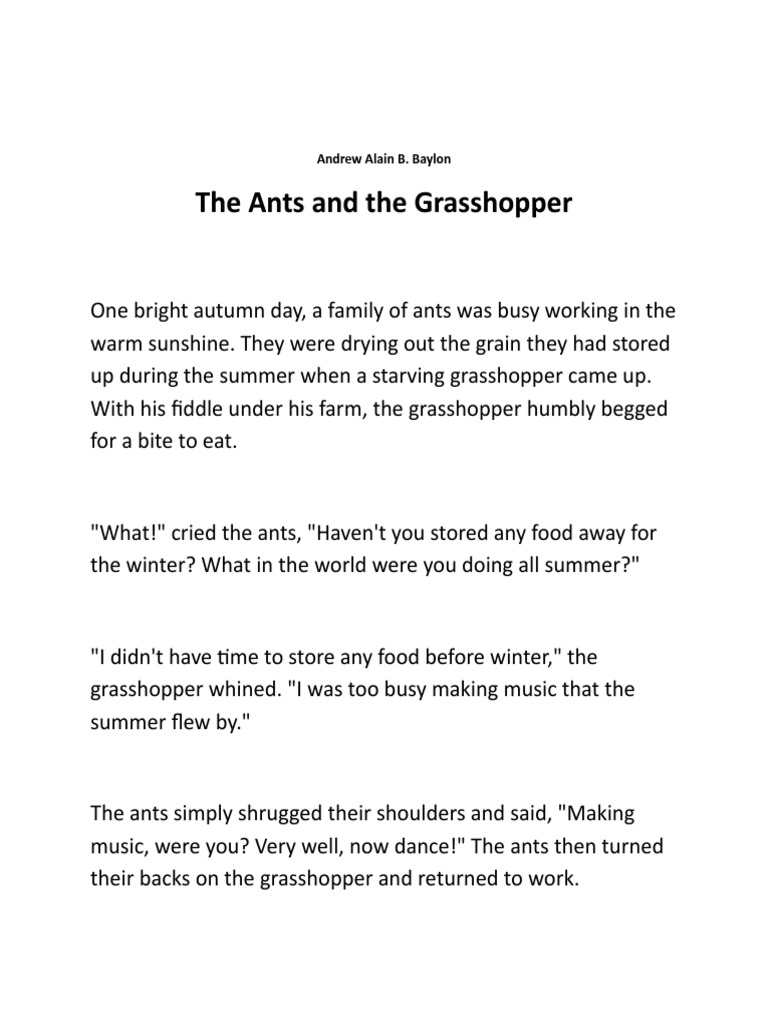 The Ants and The Grasshopper | PDF
