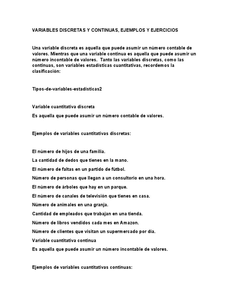Variables Discretas y Continuas | PDF