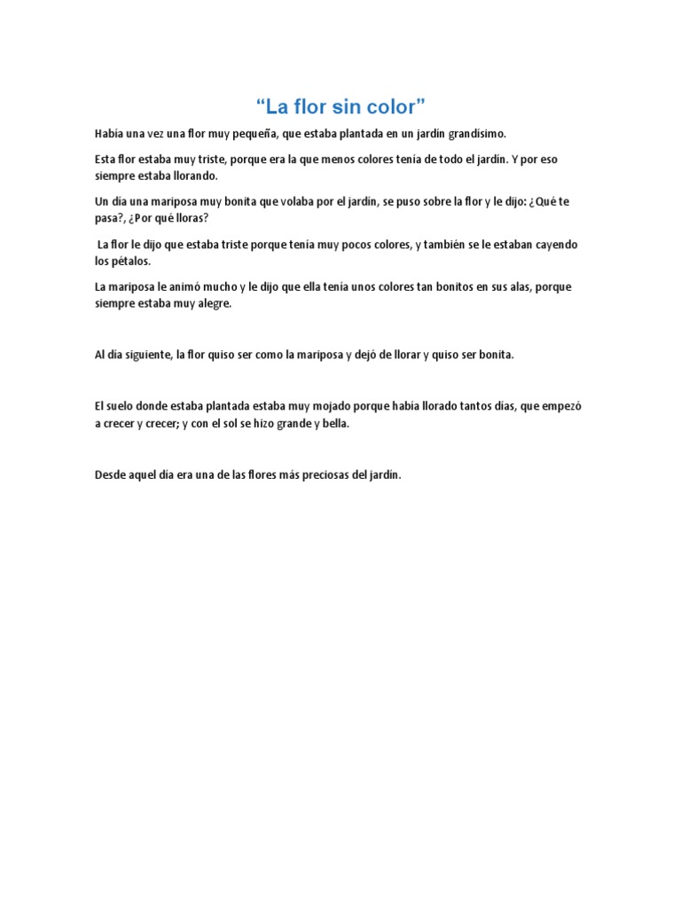 La Flor Sin Color Cuento Inventado | PDF