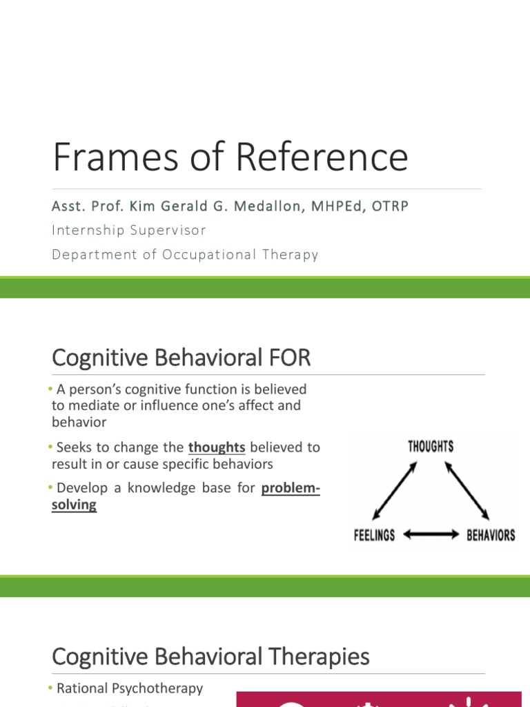 OT 1025 - Frame of Reference | PDF | Psychotherapy | Cognitive ...