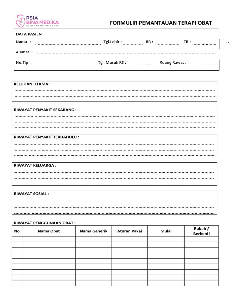 Form Pemantauan Terapi Obat | PDF