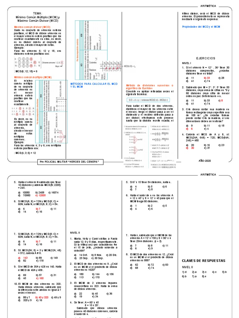 S4 - MCM y MCD | PDF | Matemáticas discretas | División (Matemáticas)