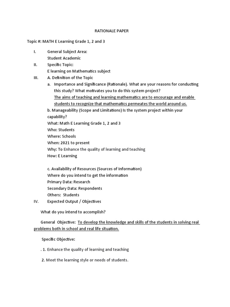 Rationale Paper | PDF