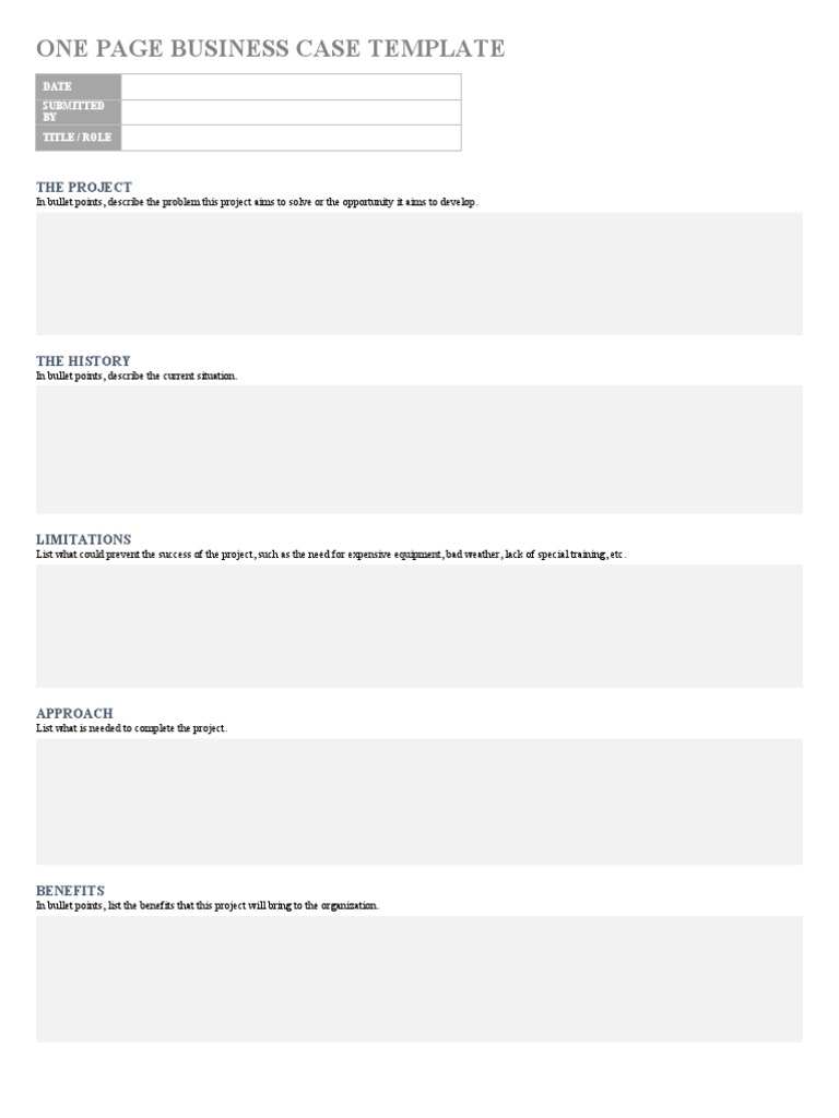 One Page Business Case Template | PDF