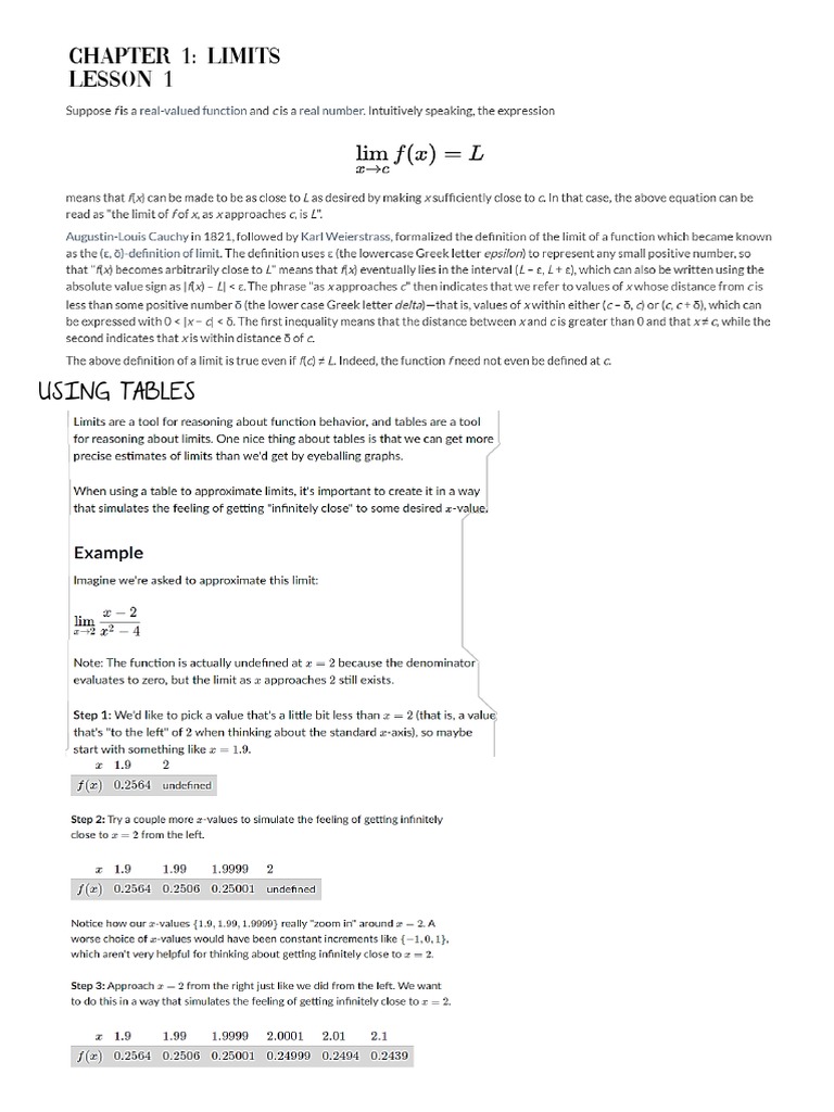 Chapter 1: Limits Lesson 1 | PDF | Function (Mathematics) | Factorization