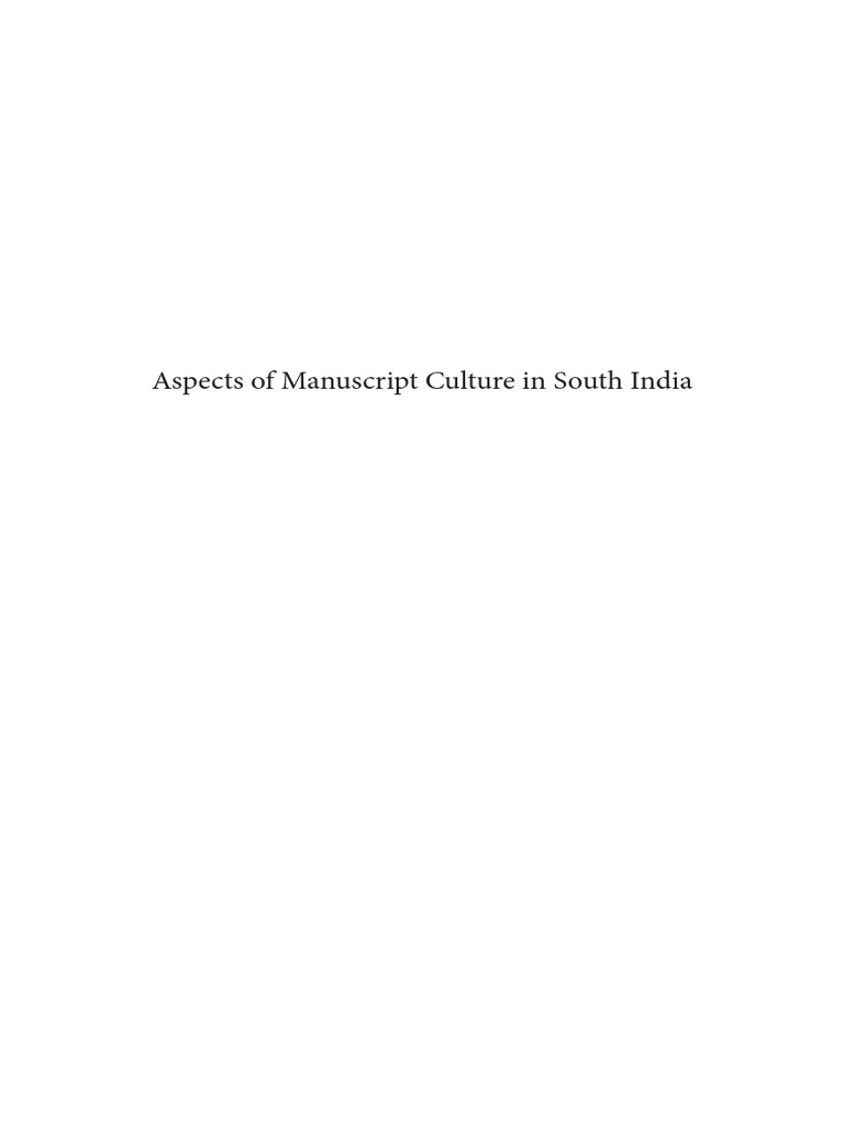Aspects of Manuscript Culture in South India | PDF | Sanskrit | Writing